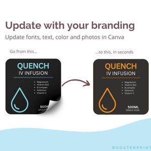 IV Infusion Bag Label Template Editable IV Vitamin Therapy Label IV ...