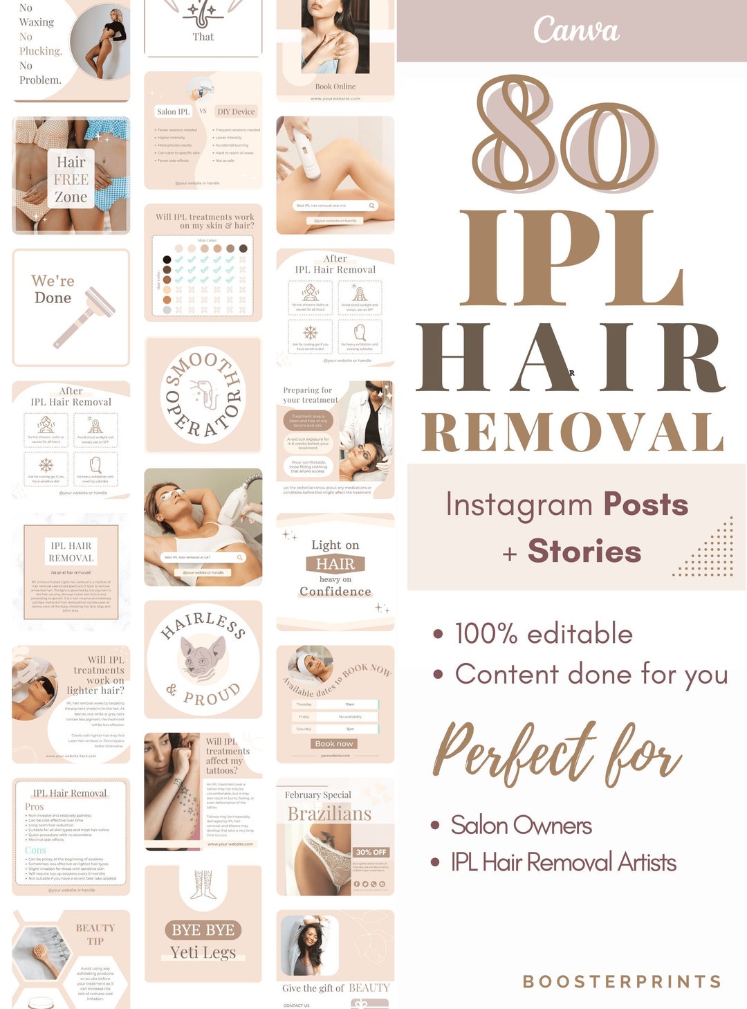 IPL Hair Removal Instagram Posts Ig Stories 80 IPL Instagram Templates ...