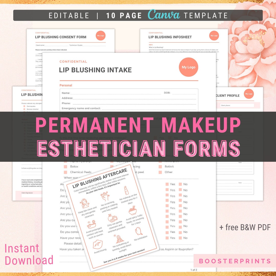 PMU Consent Forms Permanent Makeup Consent Form Client Intake Form ...