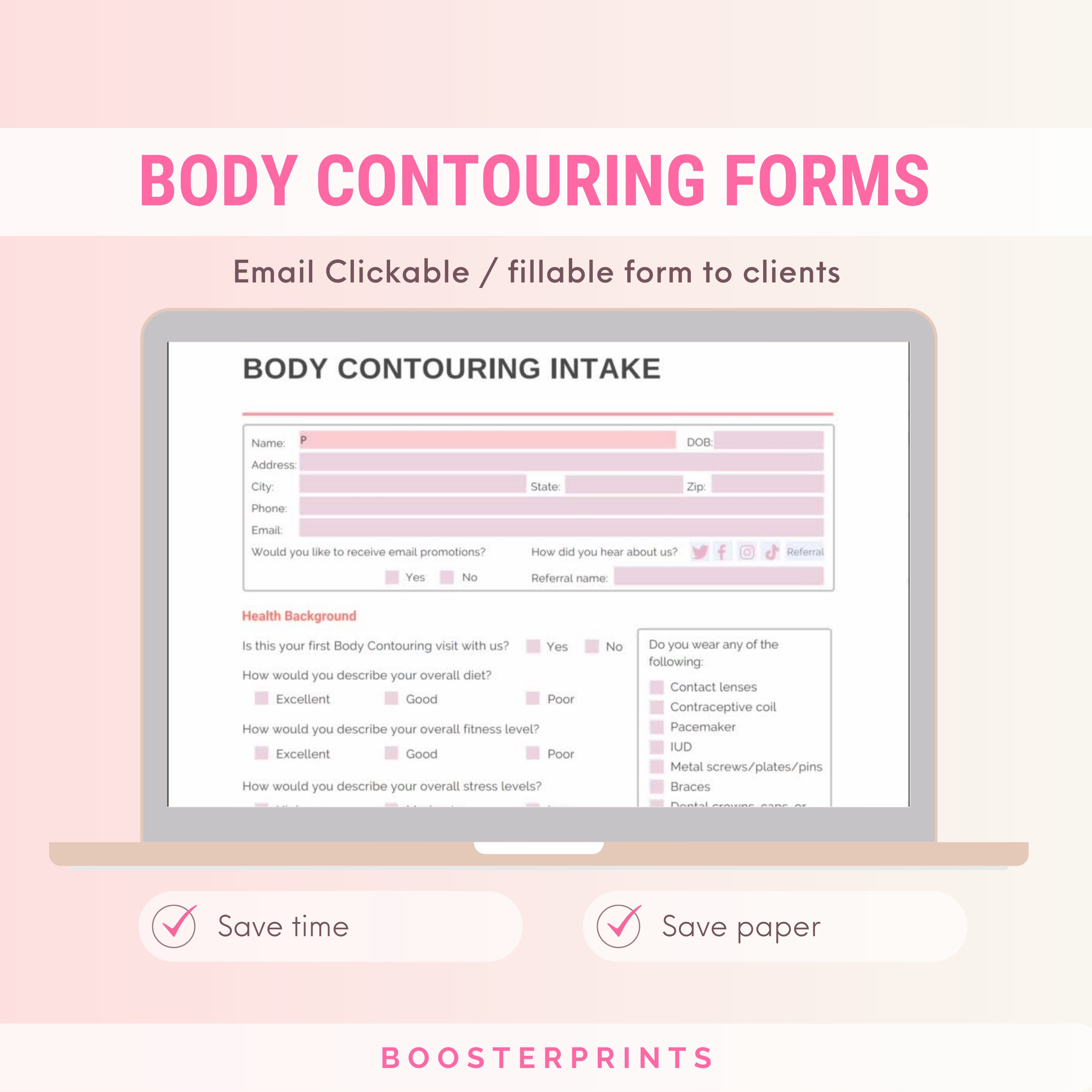 Body Contour Forms Client Intake Consent Forms Ultrasound - Etsy