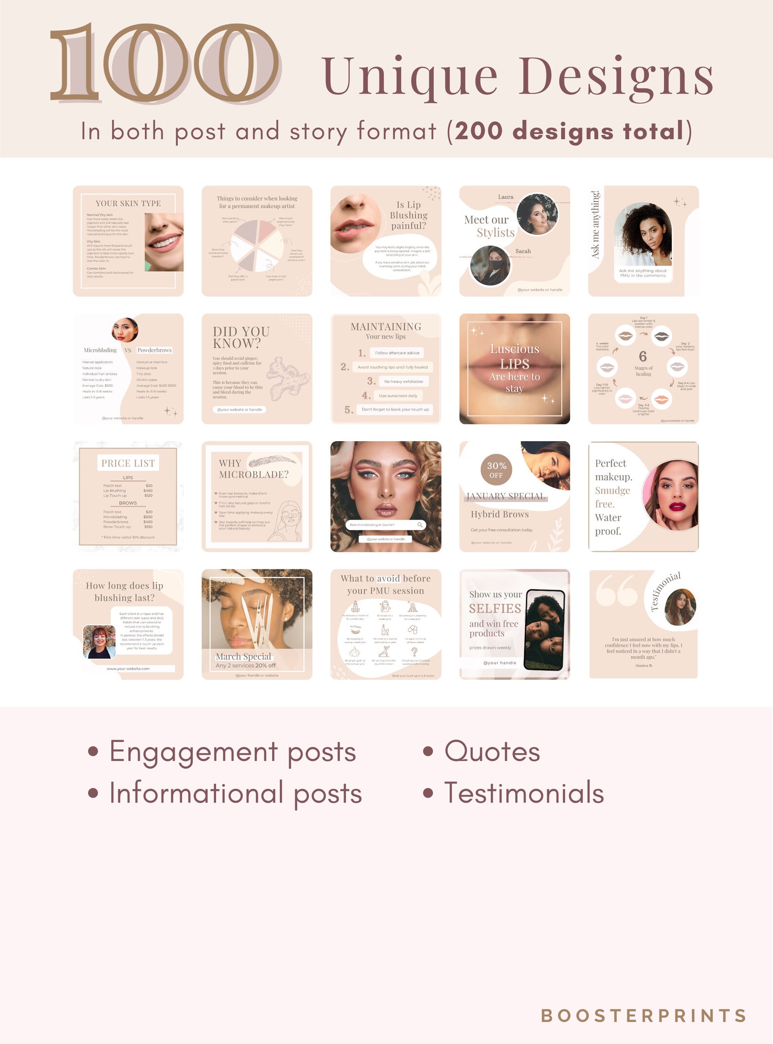 PMU Instagram Posts 100 Pmu Flyers IG Posts IG Stories Microblading ...