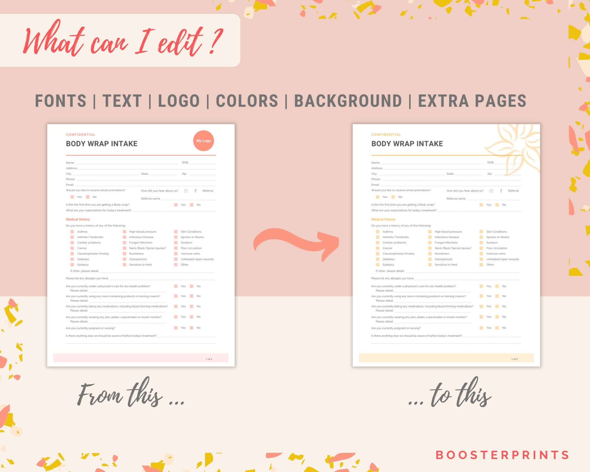 Body Wrap Consent Form Client Intake Form Editable Canva Template ...