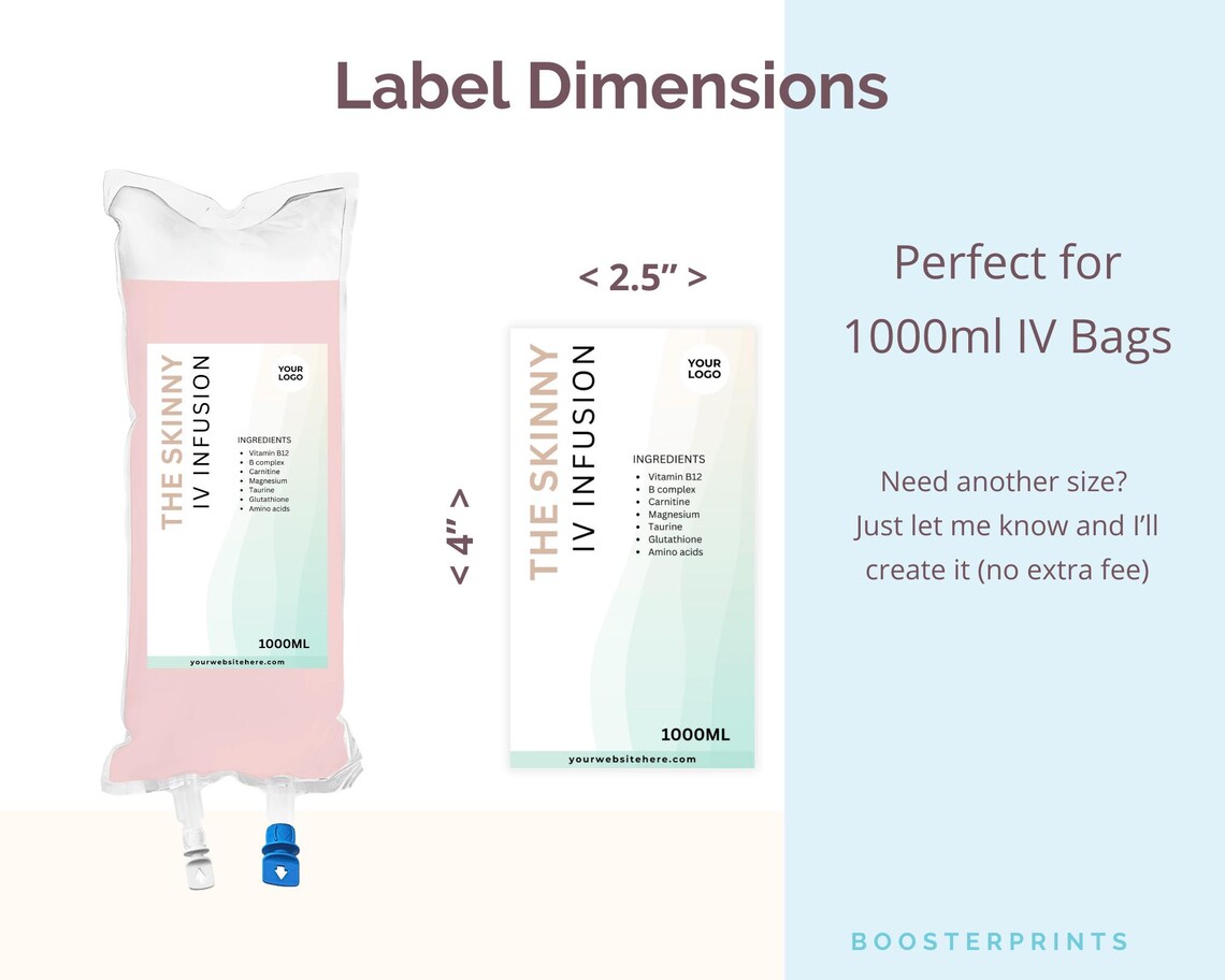 IV Wellness Bag Labels Editable IV Vitamin Therapy Templates Premium IV ...