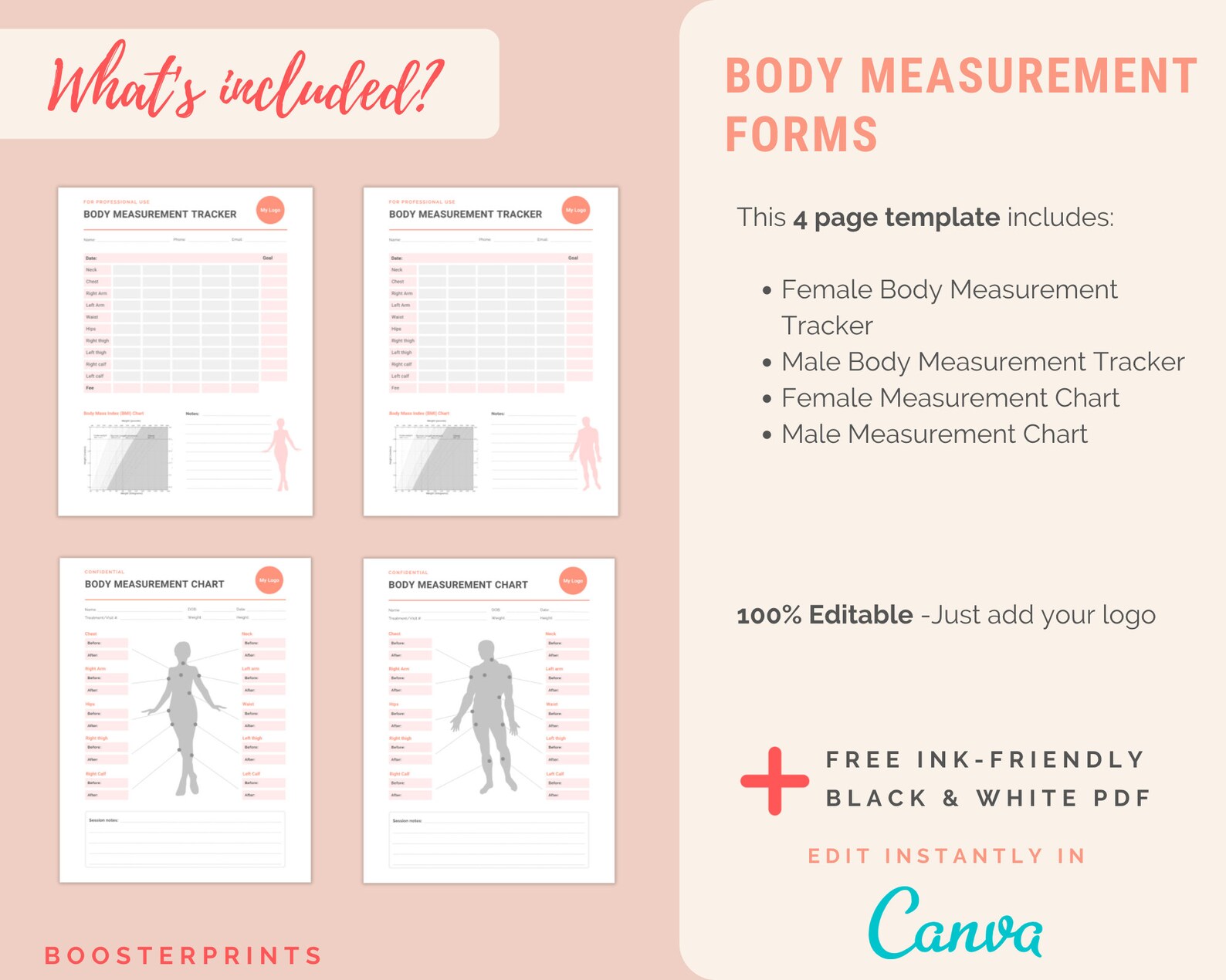 Body Measurement Forms Client Measurement Tracking Cavitation Body ...