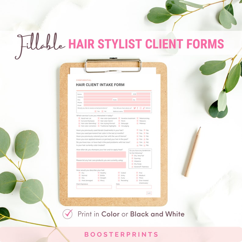 Hair Stylist Client Forms Fillable Hair Consent Form Hair Extensions ...
