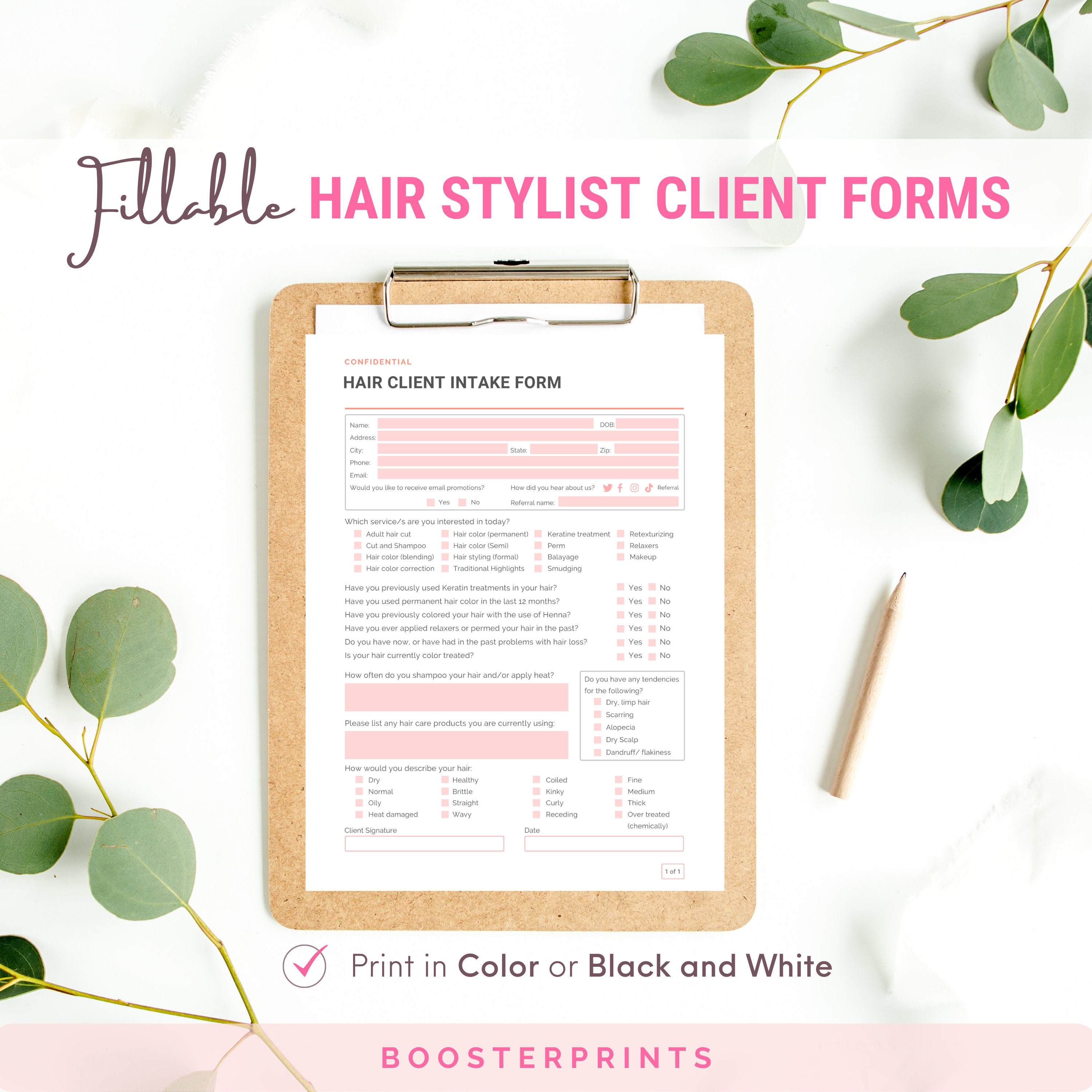 Hair Stylist Client Forms Fillable Hair Consent Form Hair Extensions ...