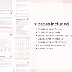 Brow Lamination Forms Brow Client Consent Brow Intake Client Tracking Eyebrow Infosheet ...