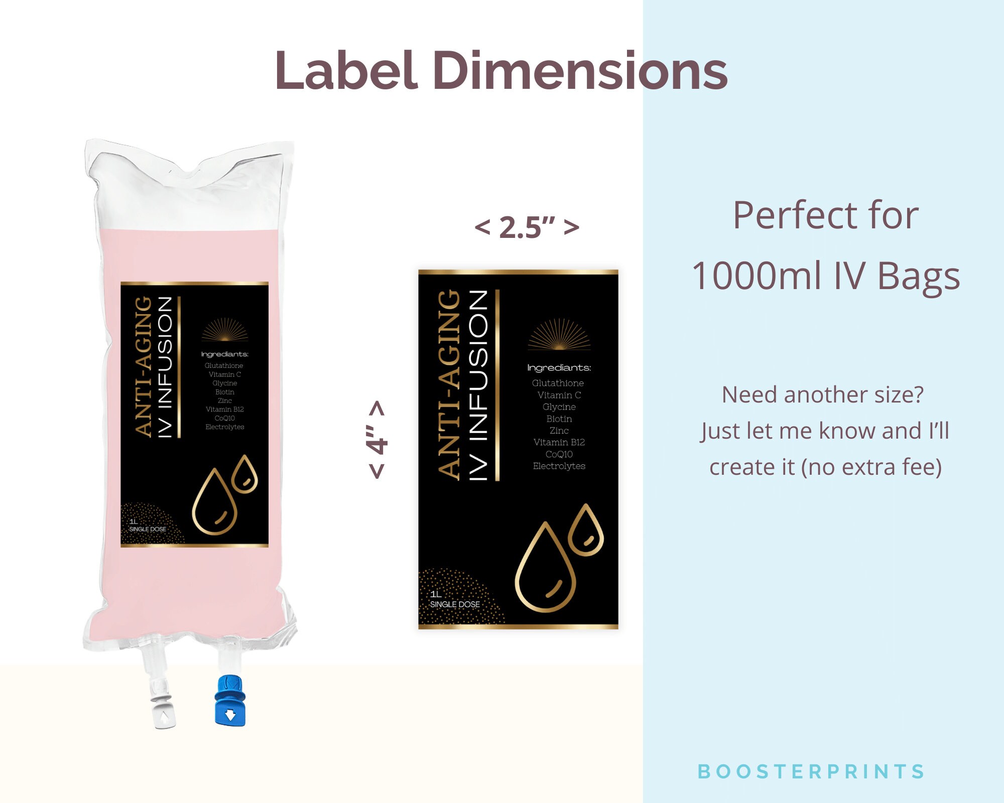 IV Bag Labels Editable IV Vitamin Therapy Templates Premium IV Label ...