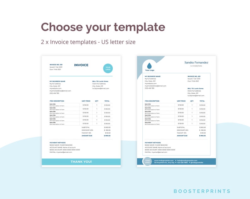 IV Therapy Canva Kit Invoice Letterhead Envelope Template Iv Infusion ...