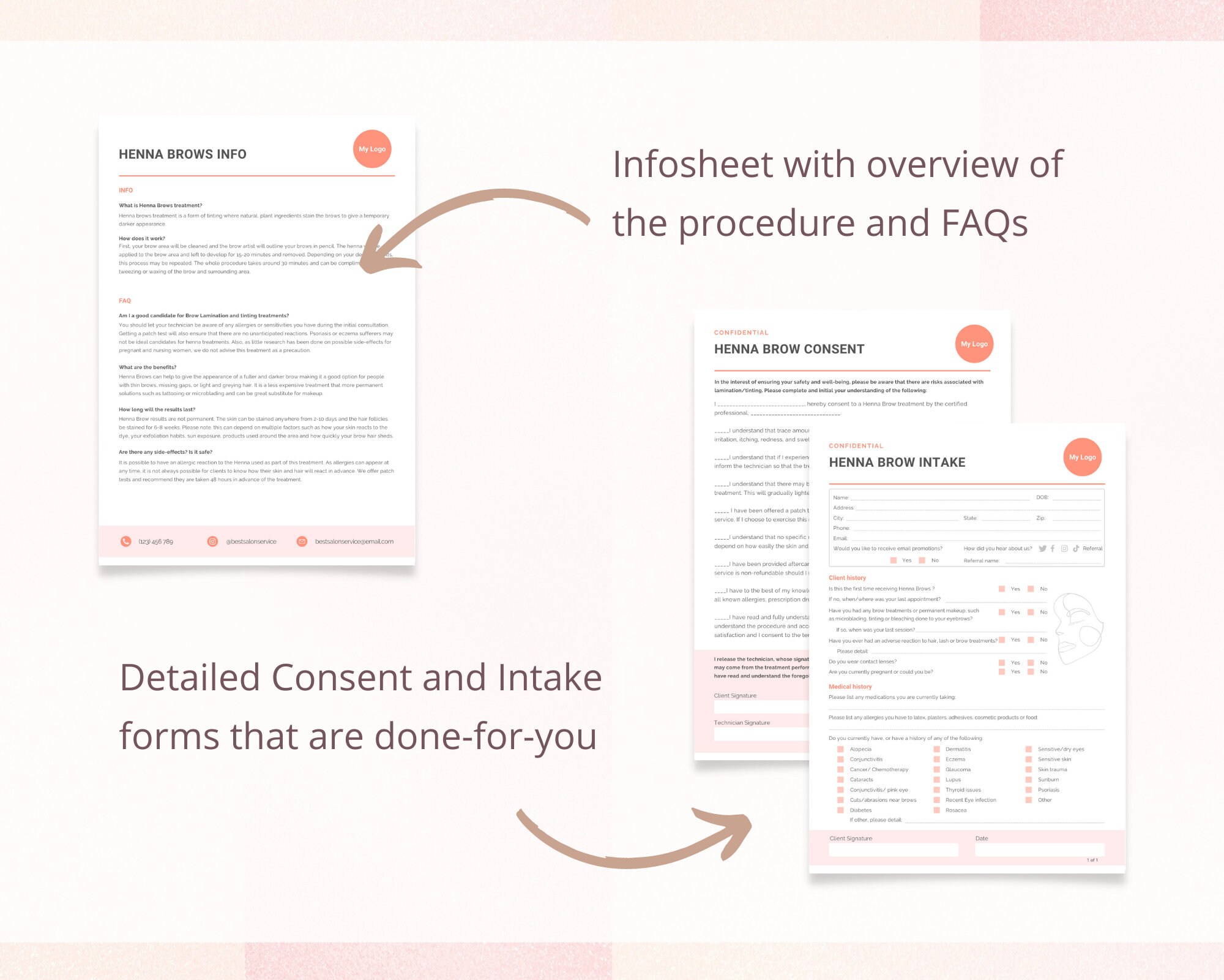 Henna Brows Consent Forms Intake Forms Brow Client Treatment Tracker ...