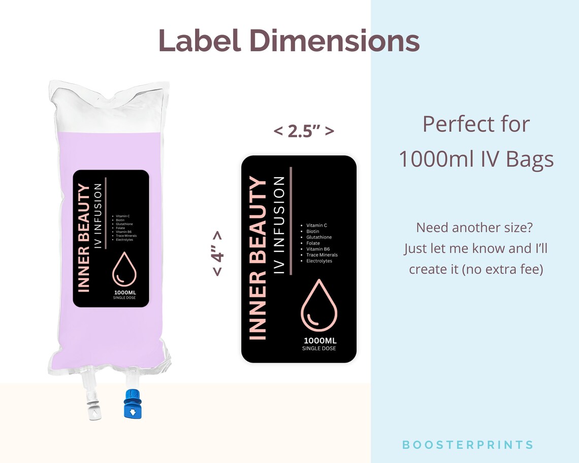 Editable IV Bag Labels IV Vitamin Therapy Bag Label IV Label Template ...