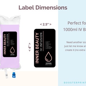 Editable IV Bag Labels IV Vitamin Therapy Bag Label IV Label Template ...