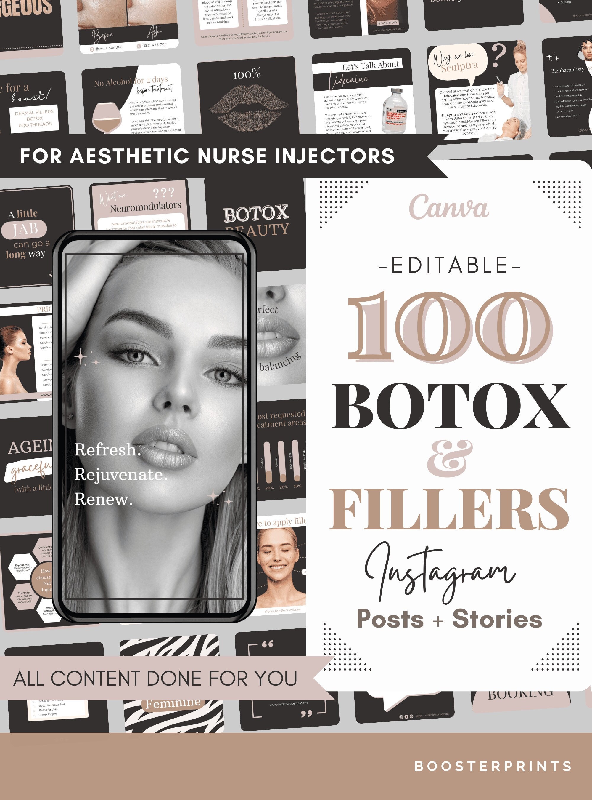 Botox Filler Template Instagram Aesthetic Nurse Injector Template Posts ...