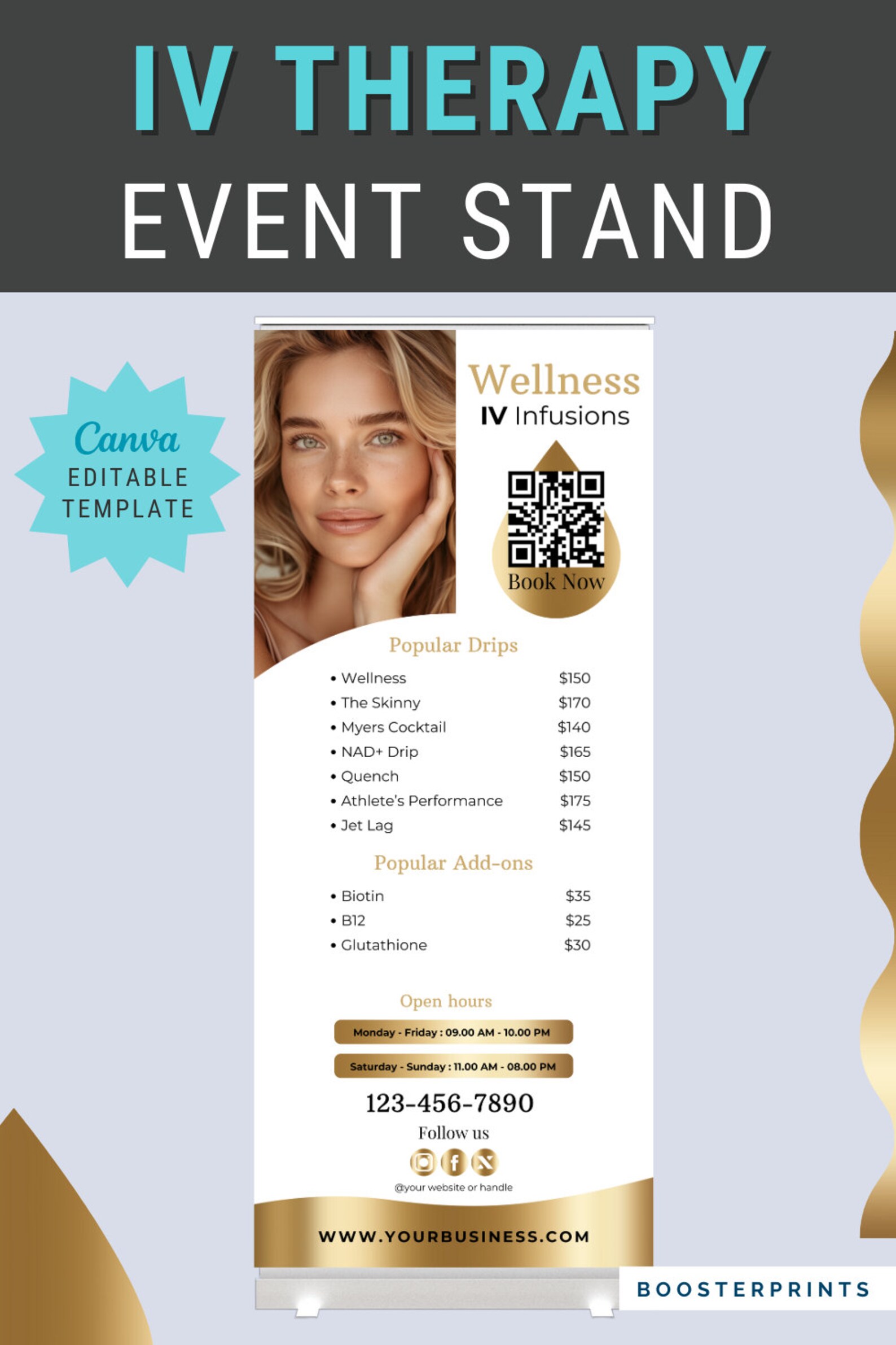 IV Therapy Menu Banner Retractable Iv Banner IV Rollup Banner IV Event ...