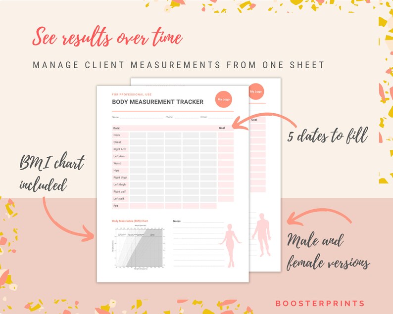 Body Measurement Forms Client Measurement Tracking Cavitation Body ...
