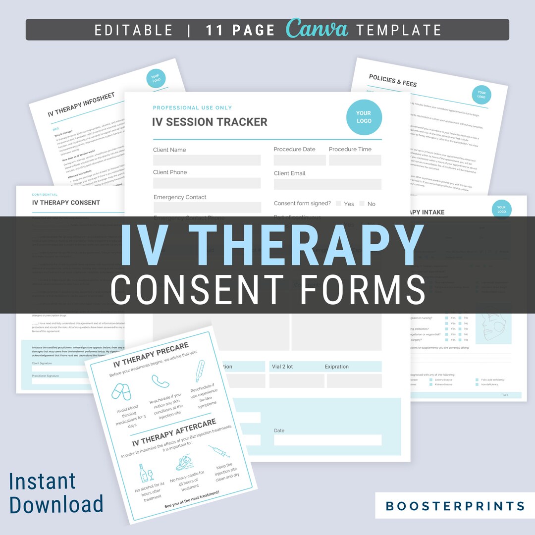 IV Therapy Forms IV Therapy Intake Form Iv Infusion Client Tracker IV ...