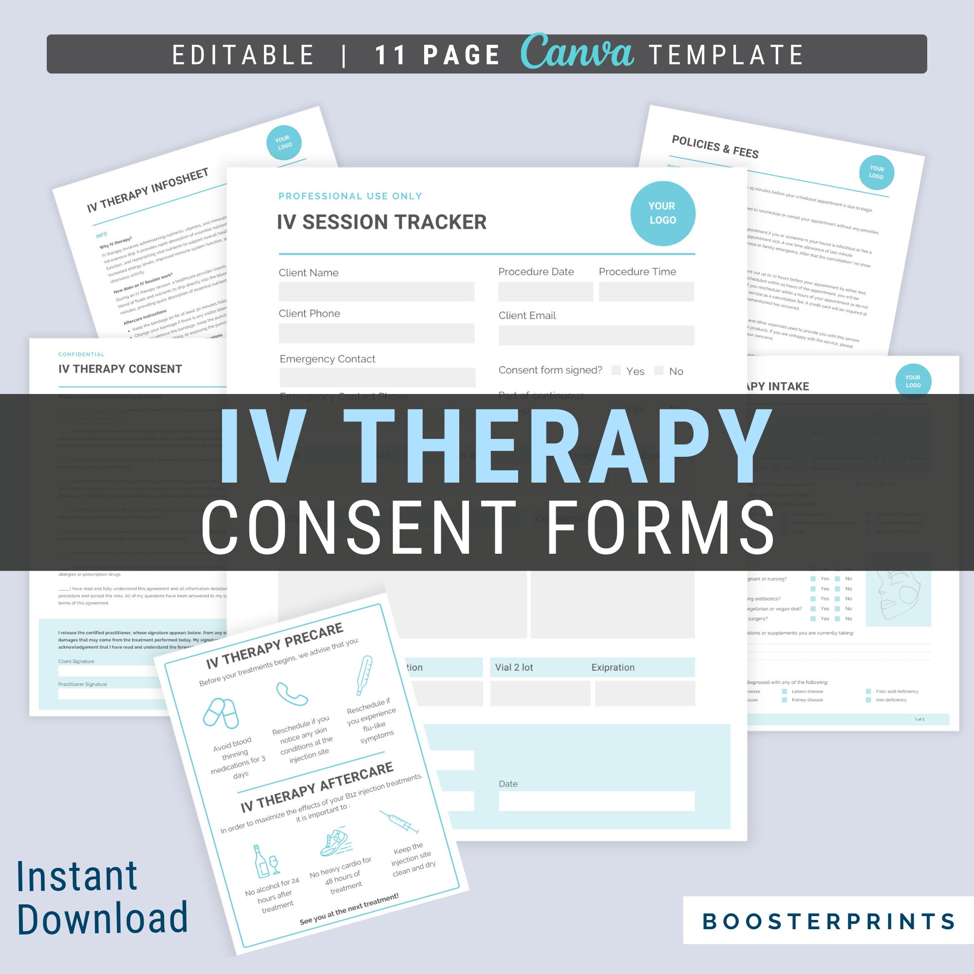IV Therapy Forms IV Therapy Intake Form Iv Infusion Client Tracker IV ...