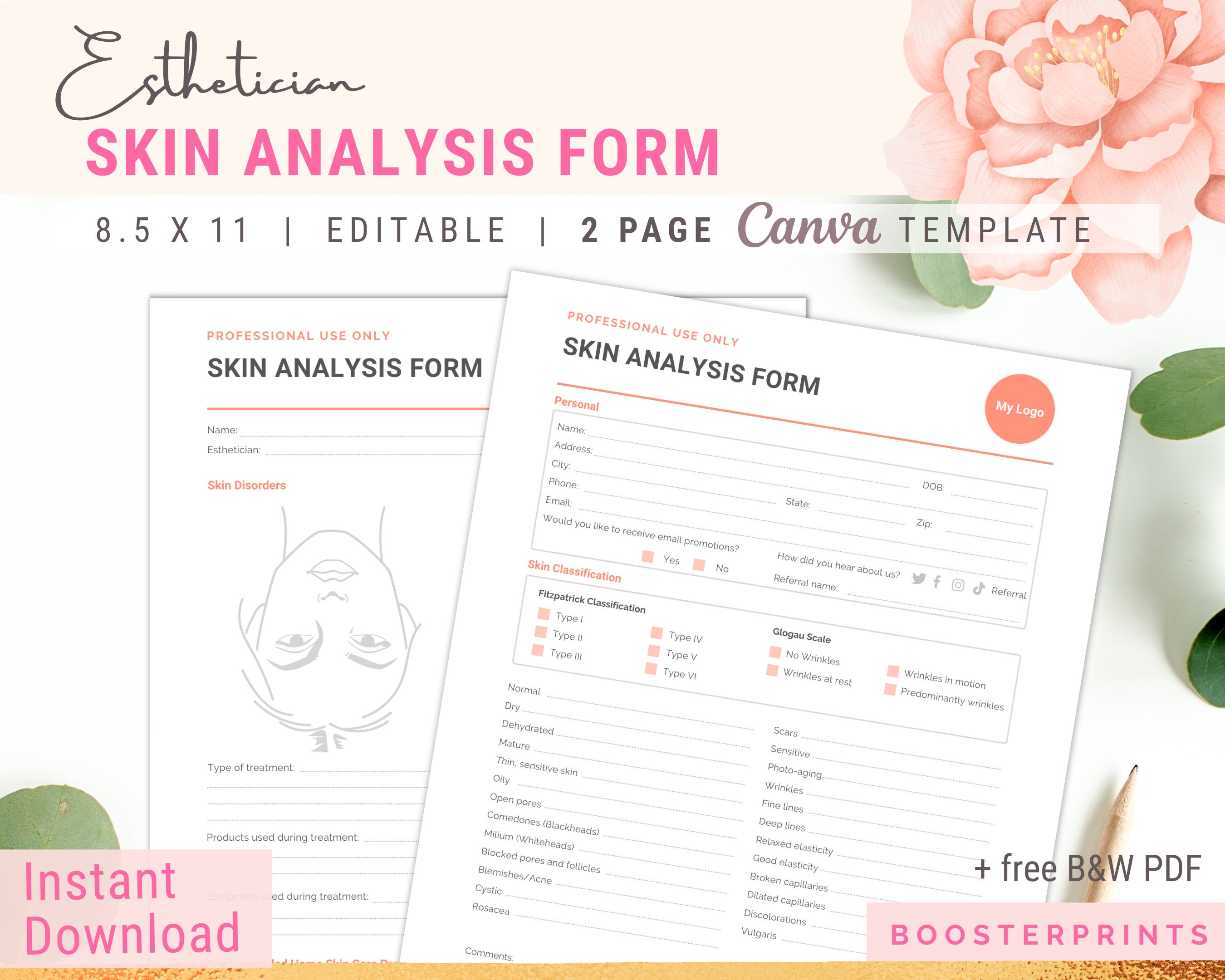 Facial Consent Forms Skin Analysis Client Intake Consent Form Editable ...