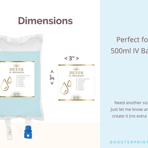 IV Bag Labels Editable IV Vitamin Therapy Bag Label Black Gold IV Label ...