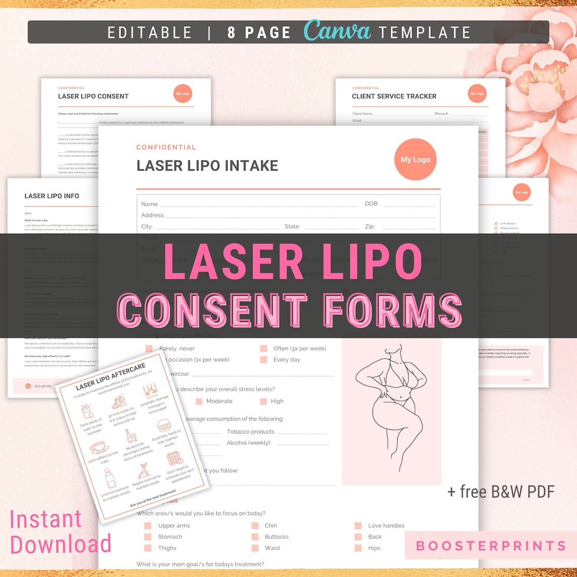 Laser Lipo Consent Forms Lipolysis Intake Client Consent Aftercare ...