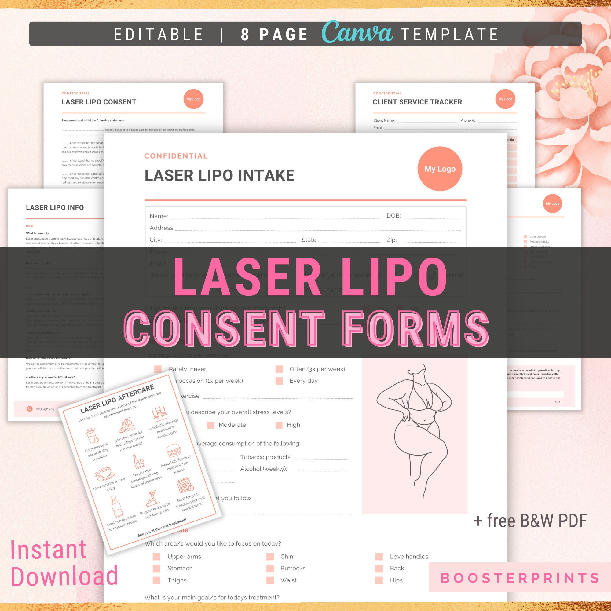 Laser Lipo Consent Forms Lipolysis Intake Client Consent Aftercare ...