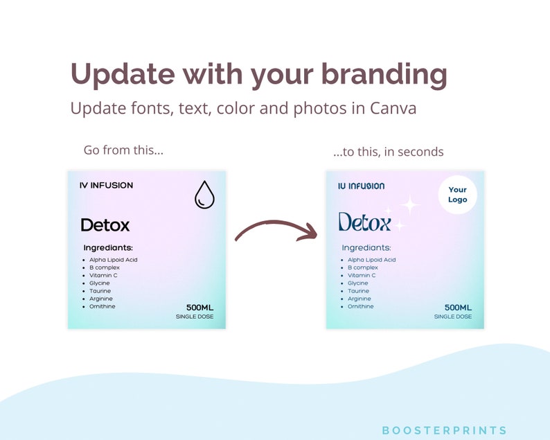 IV Infusion Bag Labels Modern IV Vitamin Therapy Bag Label Gradient IV ...