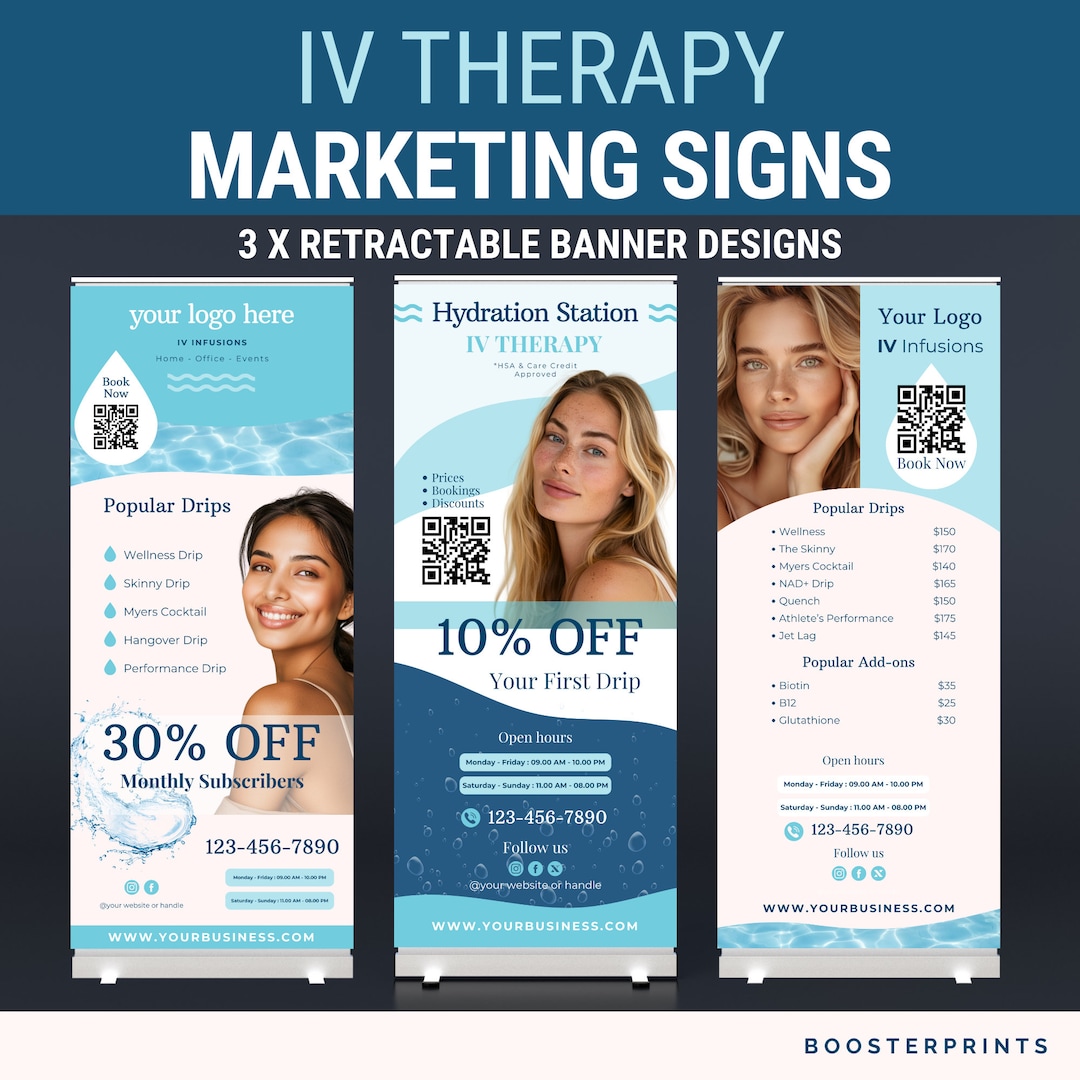 IV Therapy Marketing Event Banner IV Retractable IV Standup Banner Iv ...