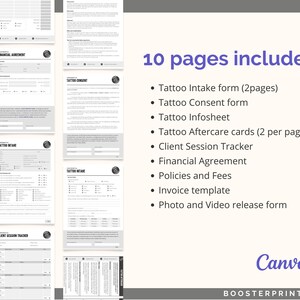 Tattoo Consent Forms Tattoo Artist Client Forms Tattoo Studio Intake ...