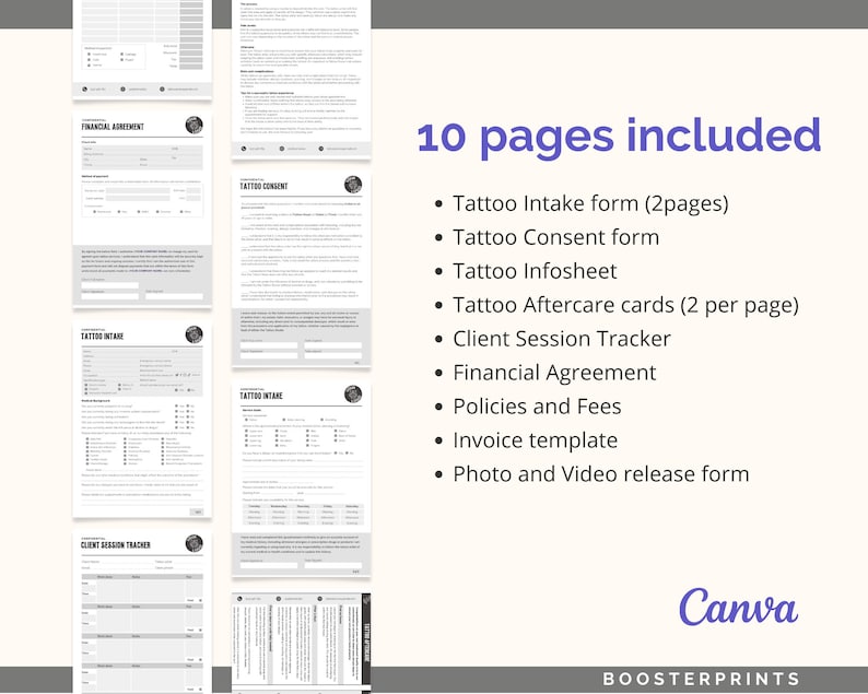 Tattoo Consent Forms Tattoo Artist Client Forms Tattoo Studio - Etsy