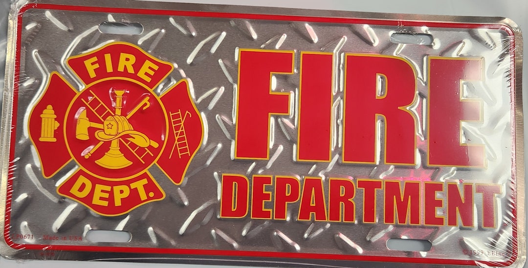 Fire Department Diamond Cut Metal License Plate - Etsy