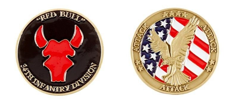 34th Infantry Division Red Bull Challenge Coin - Etsy