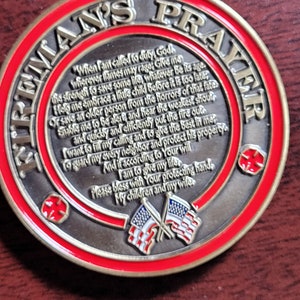 Fireman Prayer Coin - Etsy