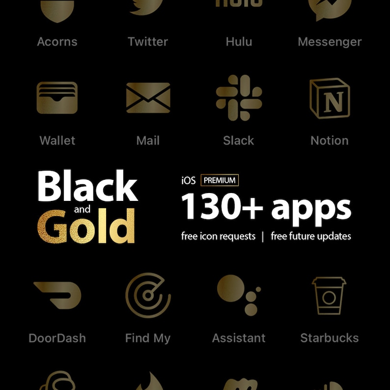 130+ Black & Gold App Icons - PREMIUM - Icon Pack for Dark Ios Home ...