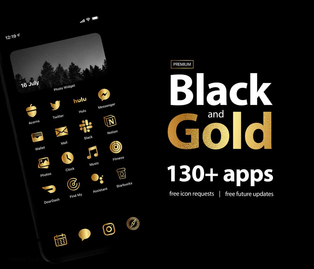 130+ Black & Gold App Icons - PREMIUM - Icon Pack for Dark Ios Home ...