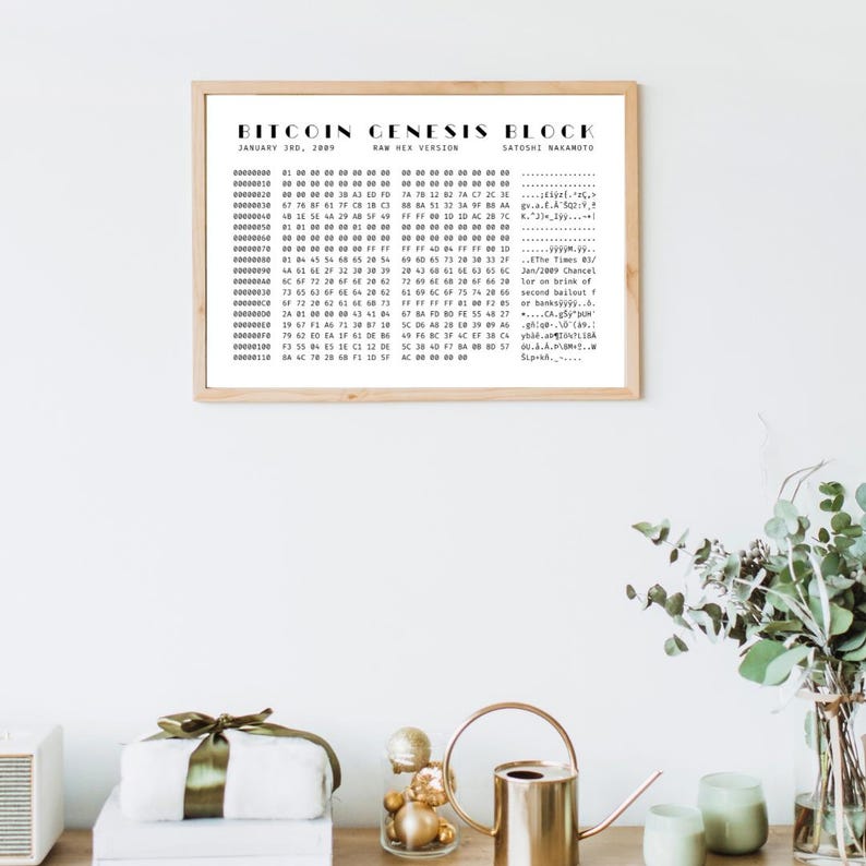 Bitcoin Genesis Block Hex Code Art: Crypto Enthusiast Gift (digital ...