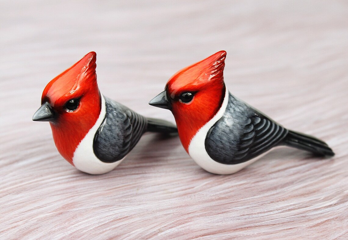 Red Crested Cardinal - Handmade Bird Figurine - Etsy