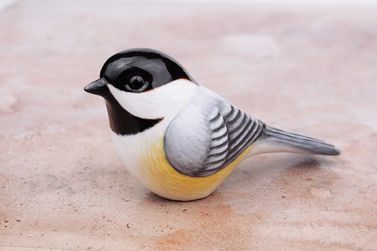 Chickadee Handmade Bird Figurine - Etsy