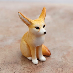 Sitting Fennec Fox - Handmade Animal Figurine - Etsy