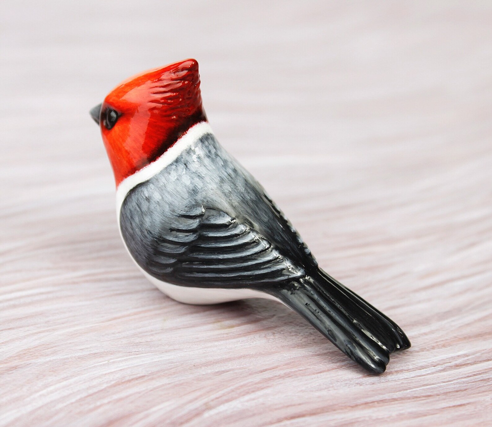 Red Crested Cardinal - Handmade Bird Figurine - Etsy