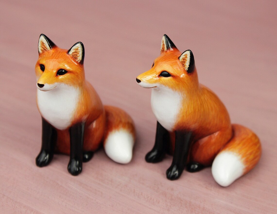 Sitting Red Fox Handmade Animal Figurine - Etsy