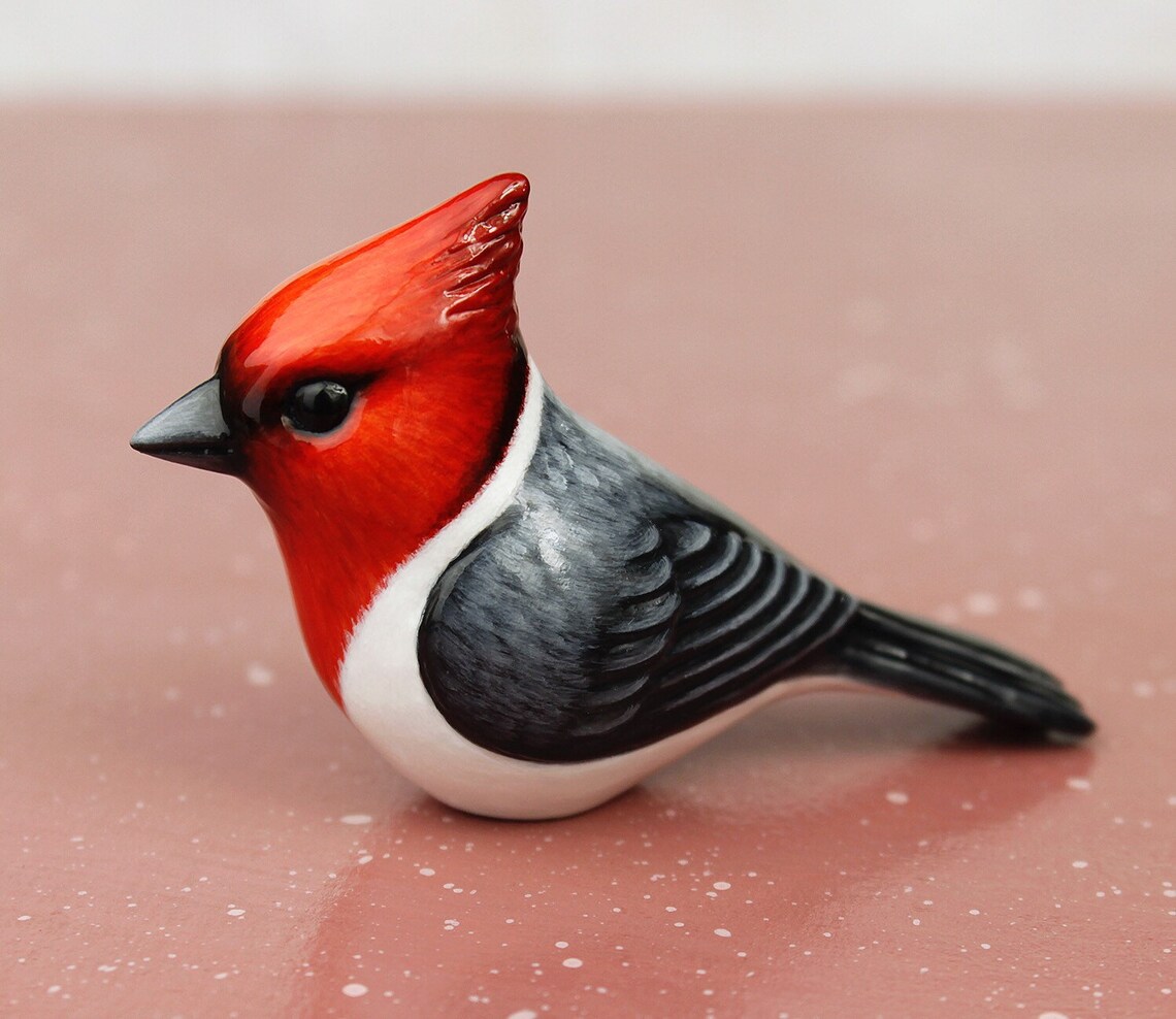 Red Crested Cardinal Handmade Bird Figurine - Etsy