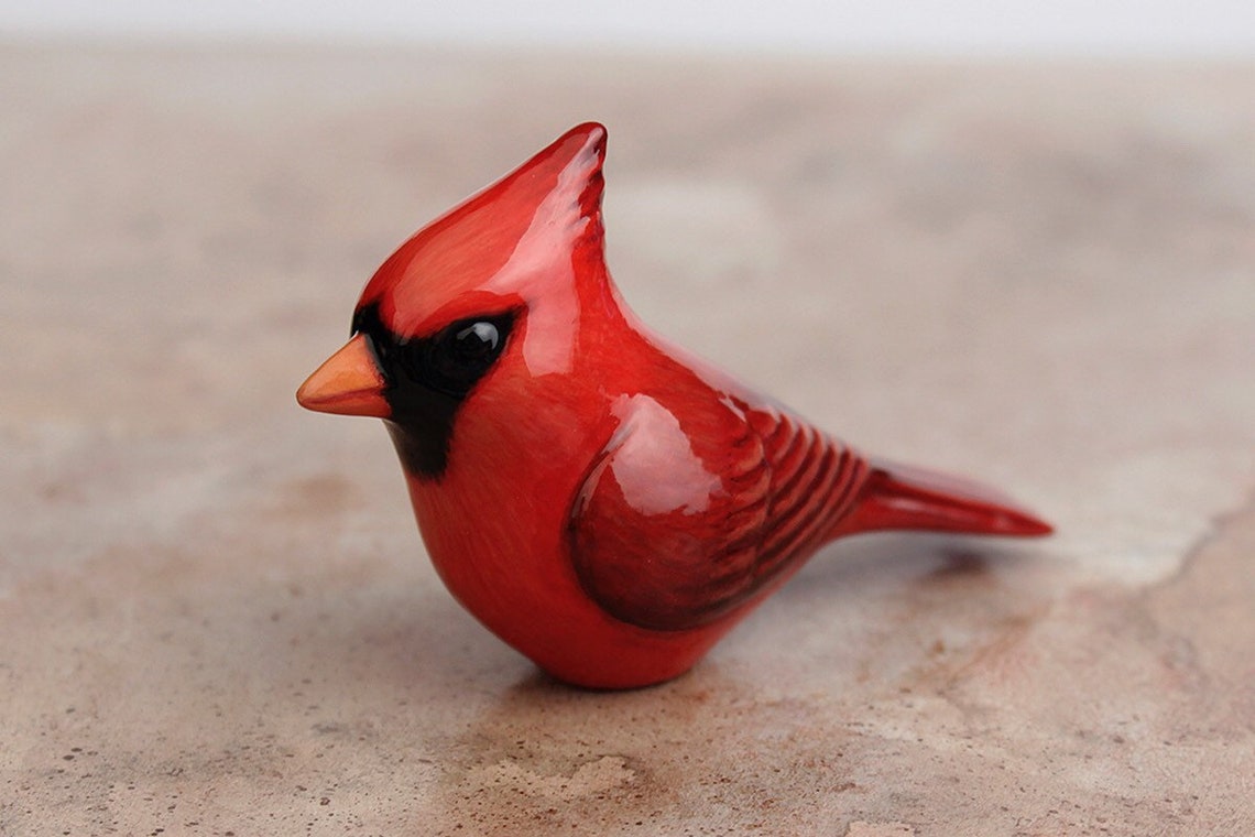 Cardinal - Handmade Bird Figurine - Etsy
