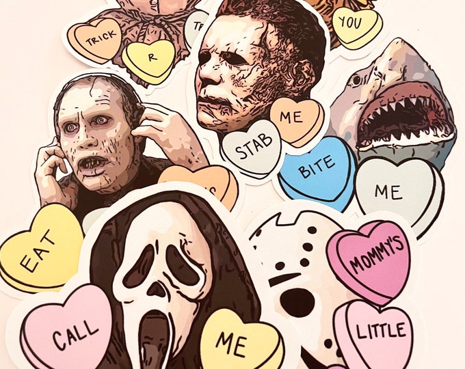 Horror Icons / Conversation Hearts Valentines Sticker - Etsy