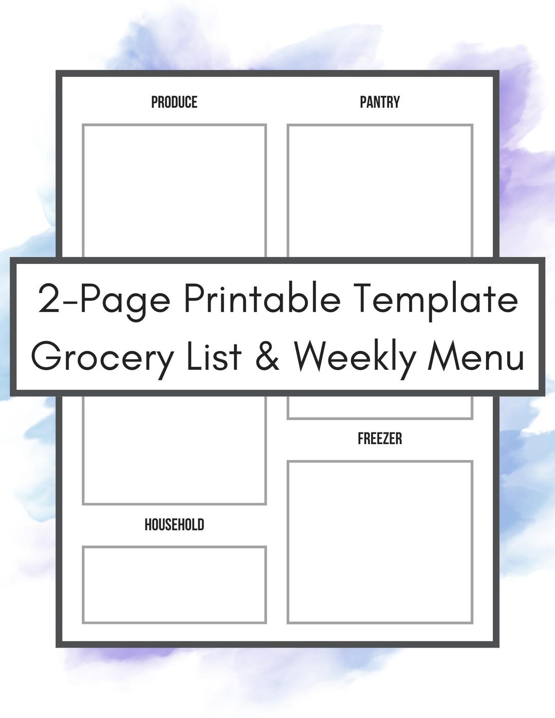 Grocery List Template, Weekly Menu Template - Etsy