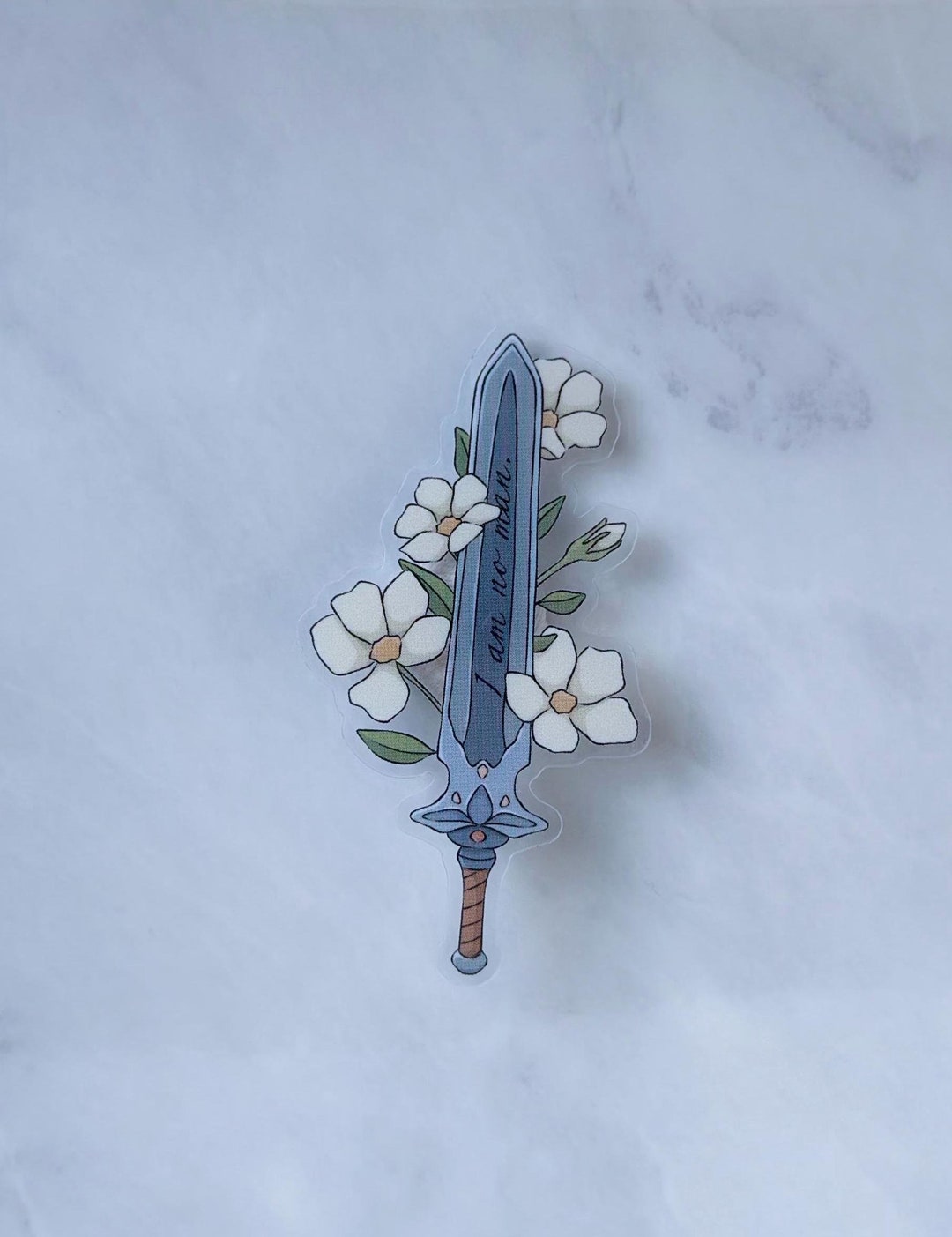 Floral Sword Sticker // Die Cut, Clear, Glossy, Vinyl, Waterproof ...