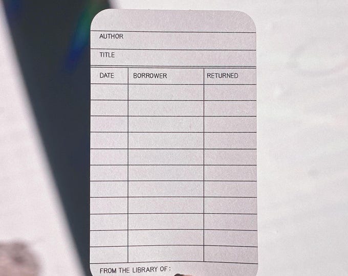 Vintage Library Checkout Card Sticker // Die Cut, Kraft Paper, Birthday ...
