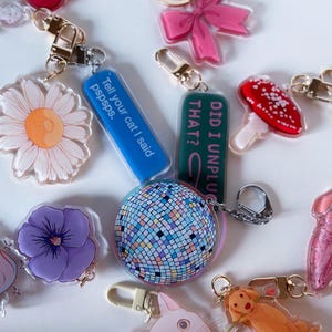 Pink Bow Acrylic Keychain // Birthday Present, Gift Idea, Party Favor ...