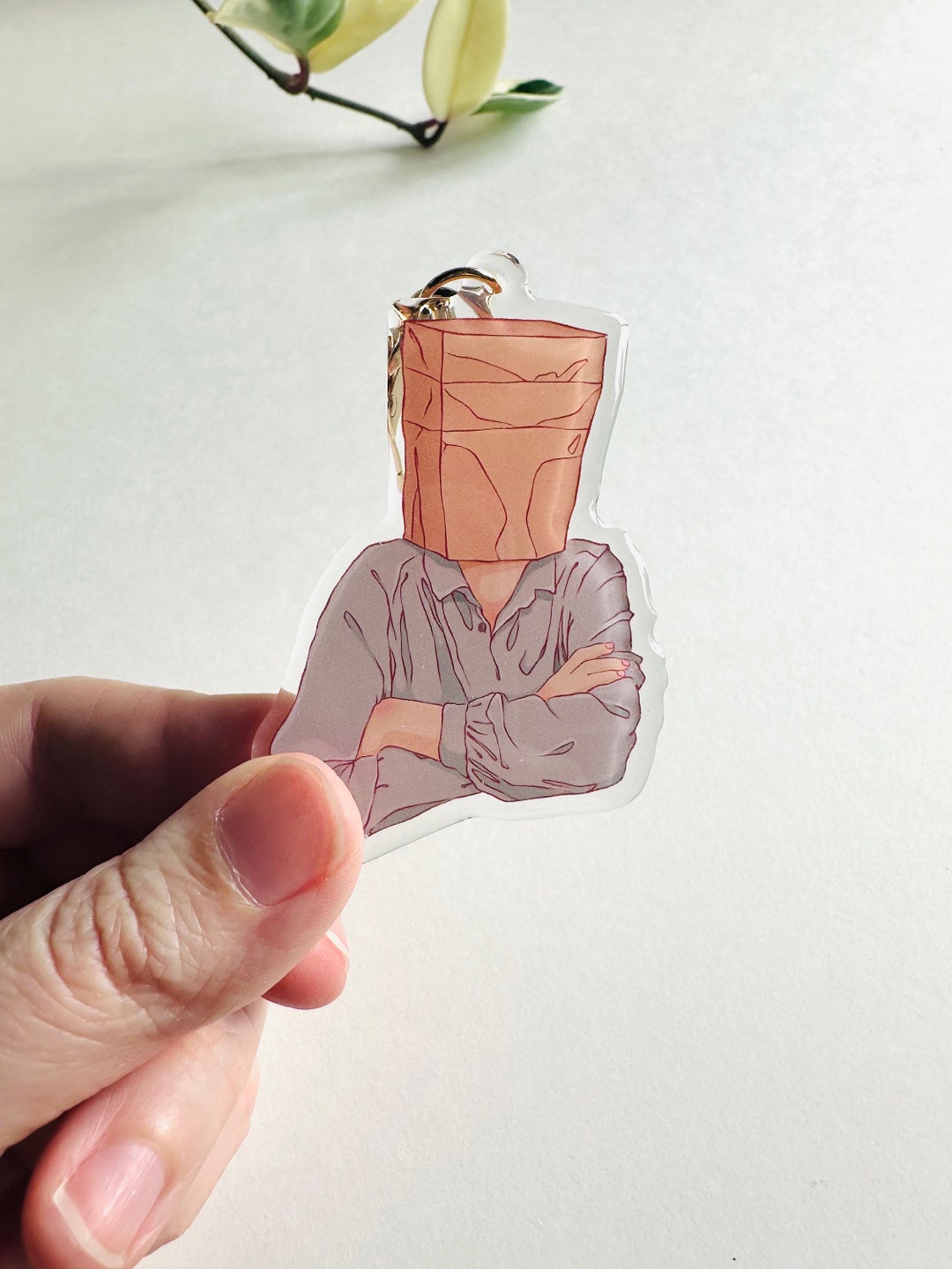 Paper Bag Head Acrylic Keychain // Imposter Syndrome, Birthday Present ...