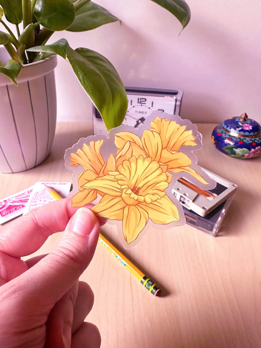 Daffodil Flowers Sticker // Matte, Clear, Vinyl, Waterproof, Birthday ...