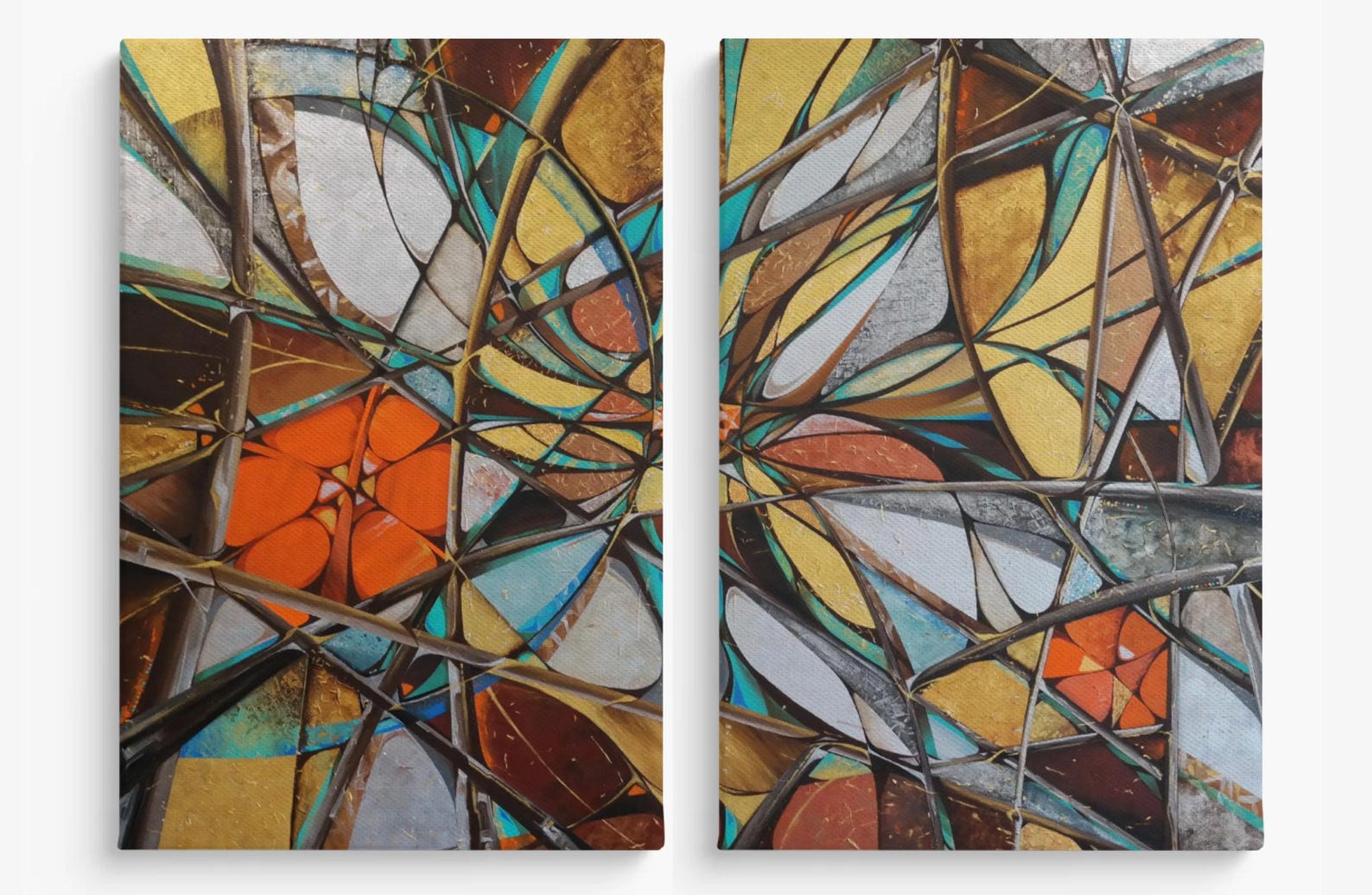 Modular Abstract Diptych, Modern Framed Canvas Prints for Living Room ...